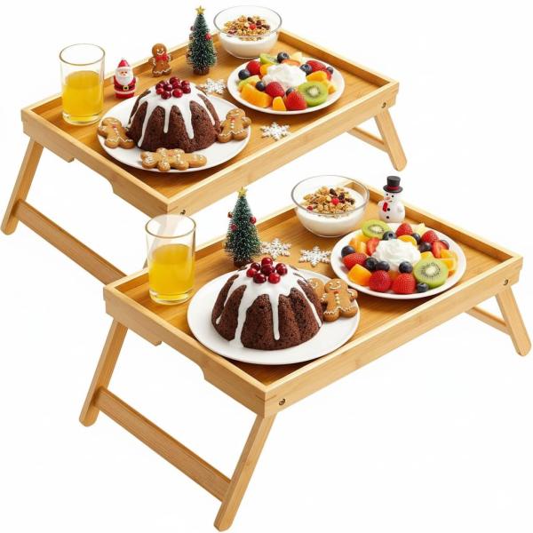 商品名: Pipishell 竹製ベッドトレイテーブル 折りたたみ式脚付き 朝食トレイ ハンドル付き 子ども カップル ソファ ベッド 食事 仕事 ノートパソコンデスクスナックトレイとして最適 2個パック Pipishell Bamboo ...