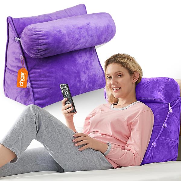 商品名: Cheer Collection ウェッジ型読書とテレビピロー 調節可能なネックピロー付き パープル Cheer Collection Reading Wedge Pillow ? TV Pillow with Adjustabl...