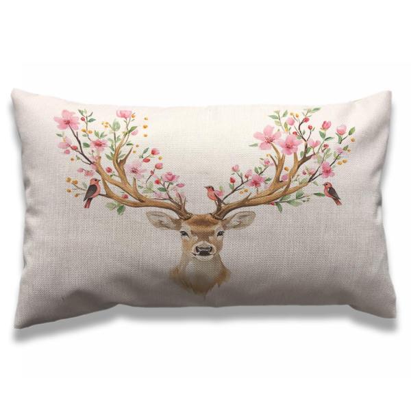 商品名:  AOYEGO Antler Throw Pillow Cover 12x20 Inch Deer with Flowers Birds on Horns Like Tree Branches Cherry in Spring R...