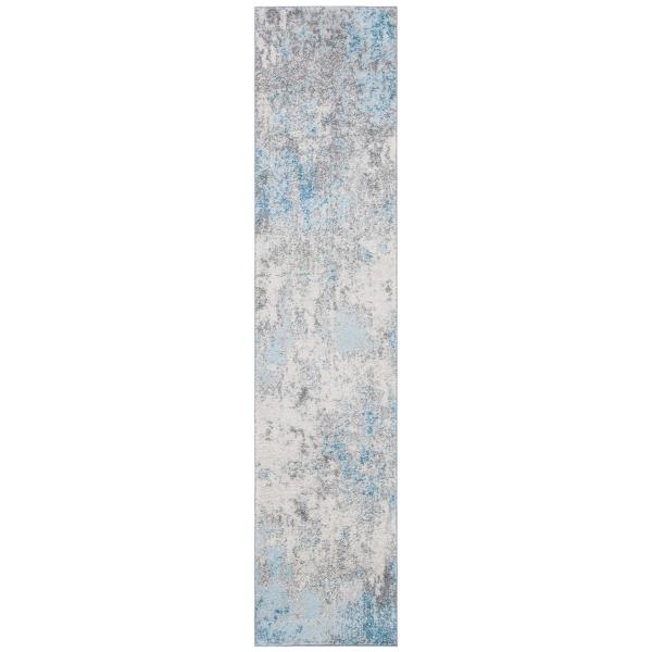 商品名: SAFAVIEH Tulum Collection Runner Rug - 2' x 13', Grey &amp; Blue, Modern Abstract Design, Non-Shedding &amp; Easy C...