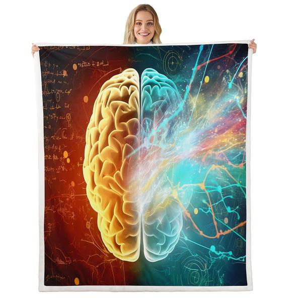 商品名: Feelyou ヒューマンブレイン シェルパブランケット 数学フォーミュラ フリースブランケット 椅子 ソファ カウチ 幾何学模様 ふわふわブランケット カラフルなストライプ 部屋の装飾 ツイン 60インチx80インチ Feely...