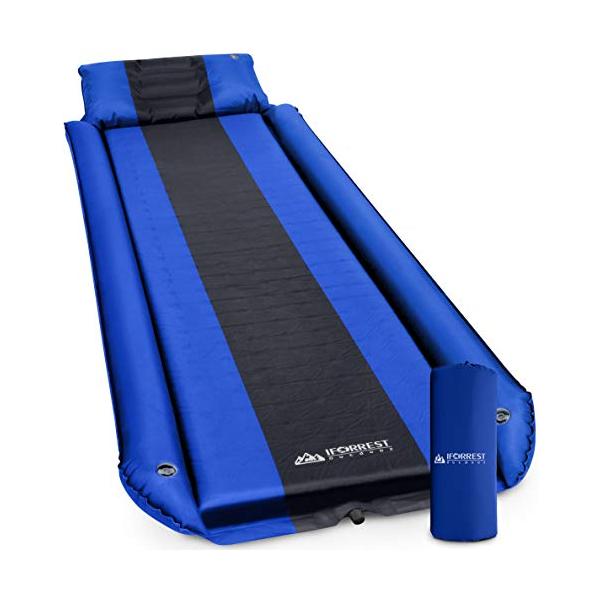 商品名: IFORREST (アイフォレスト) スリーピングパッド アームレストと枕付き - 寝返りで転がり落ちるのを防止 - 自動膨張式キャンプマットレス テント/折り畳み式ベッド/寝袋に使えるマット - とても快適なバックパッキング用エ...