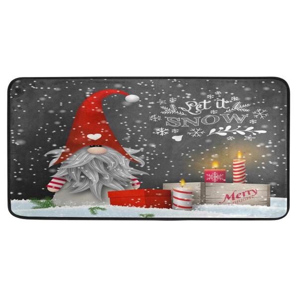 商品名: Vdsrup クリスマス ノーム 雪の結晶 キッチンラグ 冬 雪 クリスマスキャンドル ギフトボックス キッチンマット バスラグ フロアドアマット 滑り止めドアマット ソフトランナーカーペット ホームインテリア 39 X 20イン...
