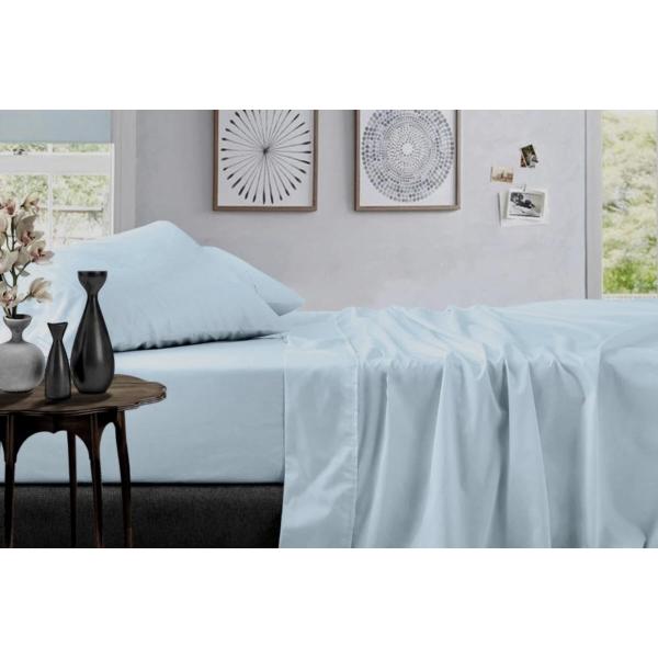 商品名:  True Luxury 1000-Thread-Count 100% Egyptian Cotton Bed Sheets, 4-Pc Twin Light Blue Sheet Set, Single Ply Long-Sta...