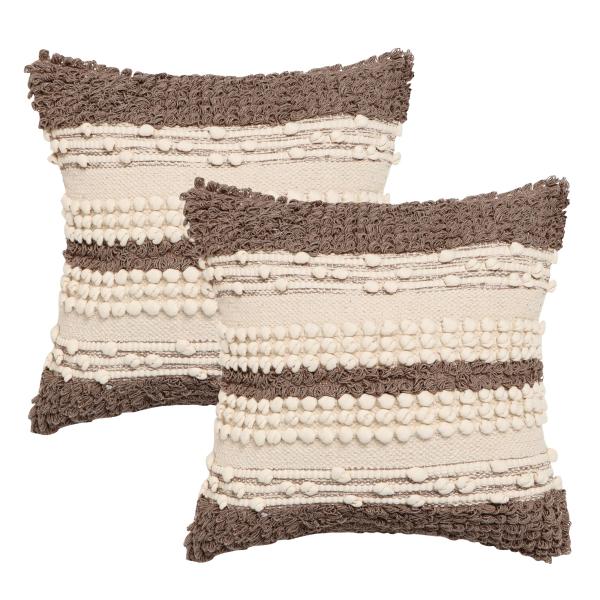 商品名:  ? REDEARTH ? Boho Textured Throw Pillow Cases - Woven Tufted Decorative Farmhouse Cushion Covers Set for Couch - S...