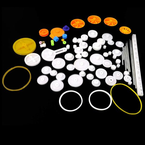 商品名:  Honbay 78PCS Plastic Toy Car Motor Gear Kits Single Double Reduction Gear Worm Gear Robot Gear Pulley Belt Assembl...