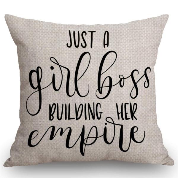 商品名: SSOIU インスピレーションフレーズ モダンフェミニズム引用スロー枕カバー Just a Girl Bosss Building Her Empire コットンリネン スロー枕カバー クッションカバー ソファやホームベッドの装飾...