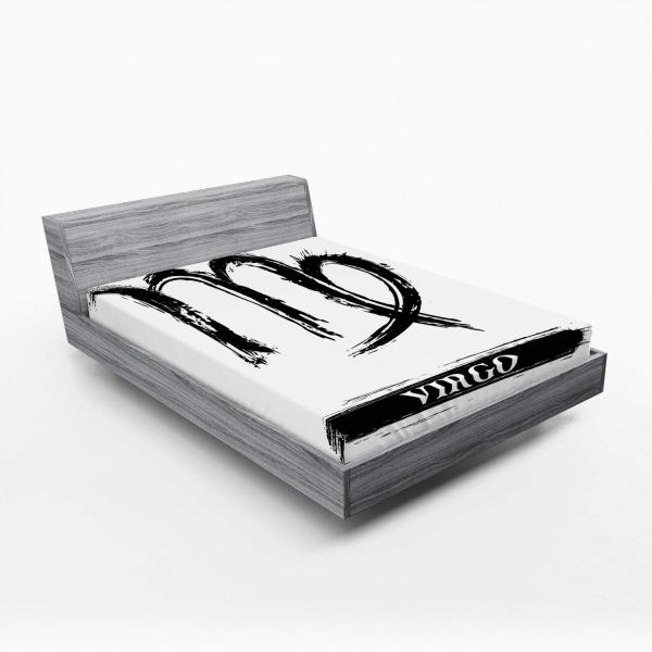 商品名:  Ambesonne Virgo Fitted Sheet, Virgo Sign with Black and White Monochrome Design Zodiac Constellation Print, Bed Co...