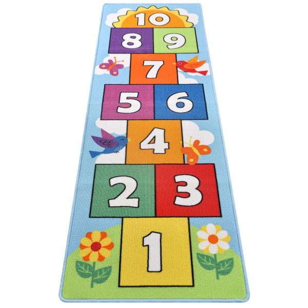 商品名: Hop and Count Hopscotch ラグ キッズ フロア プレイエリア ラグ ゲーム カーペット クロール ジャンプマット 子供 数字 学習 滑り止めラグ 3歳から7歳 男の子 女の子 ホームデコレーション 26インチ...