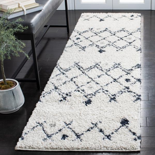 商品名:  SAFAVIEH Berber Shag Collection Accent Rug - 2'6" x 4', Cream &amp; Navy, Moroccan Design, Non-Shedding &amp; Easy...