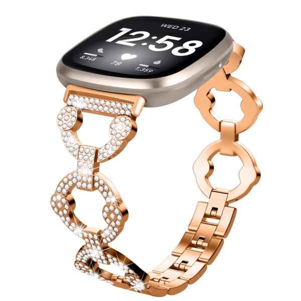 商品名:  FitTurn Bling Bands Compatible Fitbit Sense 2/Sense/Versa 4/Versa 3 Metal Wristband Strap with Diamond Women Matt ...