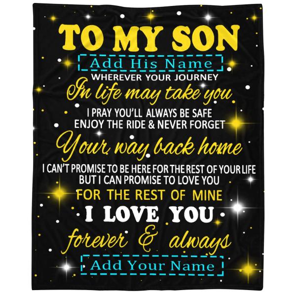 商品名:  Custom To My Son Blanket from Mom or Dad, Personalized Name Gift for Boys Super Soft Flannel Fleece Summer Throw f...