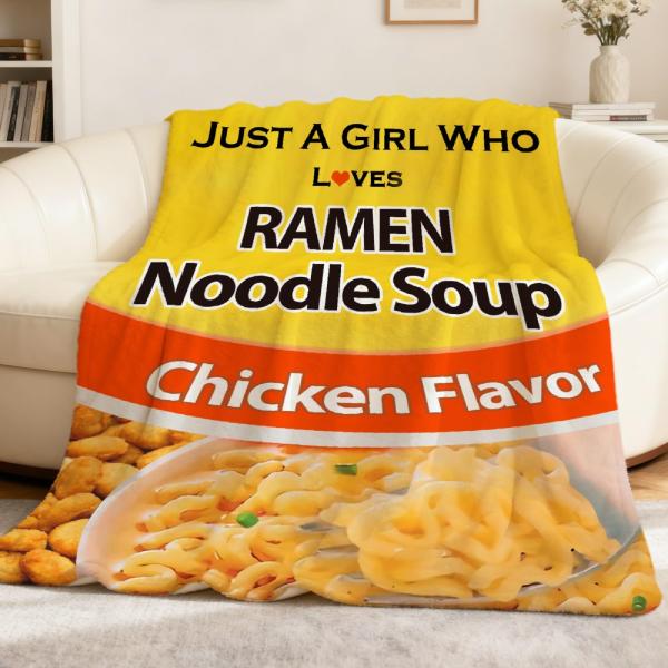 商品名: Ramen Chicken Blanket Ramen Blanket Just a Girl Who Loves Ramen Blanket Flannel Fleece Throw Air Conditioning Quilt...