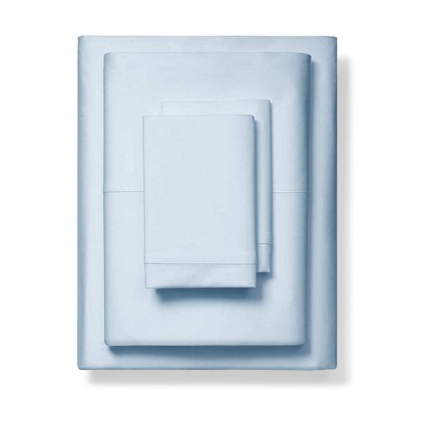 商品名: 800スレッドカウント 100%ピュアコットン ベッドシーツ - 4点 カリフォルニアキングサイズ ライトブルーシーツセット シングルプライ ロングステープルコーマ綿糸 最高の高級サテン織り 最大17インチのマットレスにフィット ...