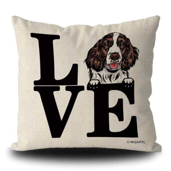 商品名:  MALIHONG Love Dog Throw Pillow Cover Funny Peeking Dog English Springer Spaniel Throw Cushion Cover for Sofa Bed H...