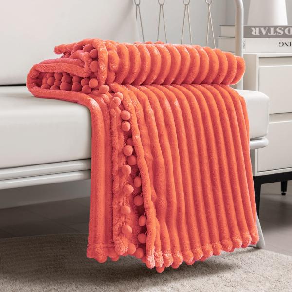 商品名: ソファ/ソファ/ベッド用のスローブランケット、ぬいぐるみの柔らかい毛布とスロー DISSA Fleece Blanket Queen Size ? 90x90, Coral - Soft, Plush, Fluffy, Fuzzy...