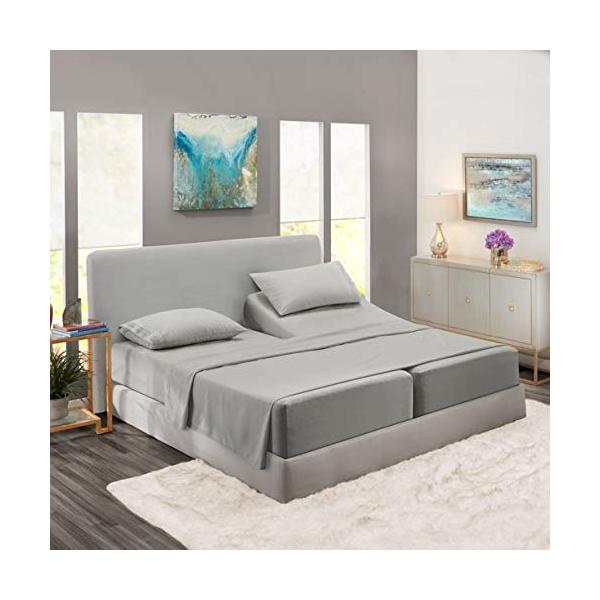 商品名:  Split Queen/Light Grey Bed Sheet Set 100% Organic Cotton 5 PC Split Sheet Set For Adjustable Bed 600 Thread Counts...