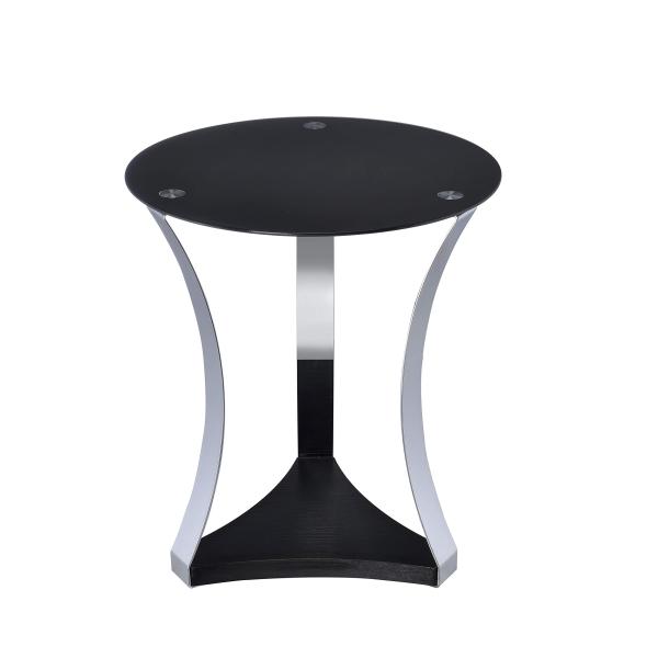 商品名:  Knocbel Contemporary Round End Table, Sofa Side Bedside Table Night Stand with Glass Top &amp; Metal Frame, 18" Di...