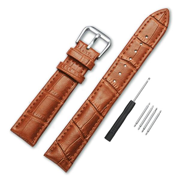 商品名: Narako アリゲータースタイル 本革時計バンド カーフレザー 交換用腕時計ストラップ 12mm 14mm 16mm 18mm 20mm 22mm 24mm 男女兼用 (22mm, ライトブラウン) Narako Alligat...