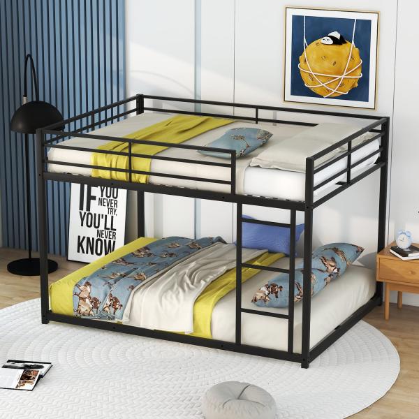 商品名:  Bellemave Full Over Full Metal Bunk Bed, Low Bunk Bed with Ladder for Kids Toddlers Teens, No Box Spring Needed， B...