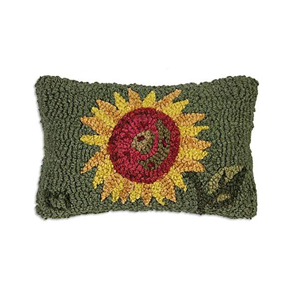 商品名: Chandler 4コーナー アーティストデザイン ひまわり 手フック ウール 装飾スローピロー (8インチ x 12インチ) 花がテーマの枕 ソファやベッド用 - お手入れ簡単 &amp; 低メンテナンス-自然 庭 フローラルピ...