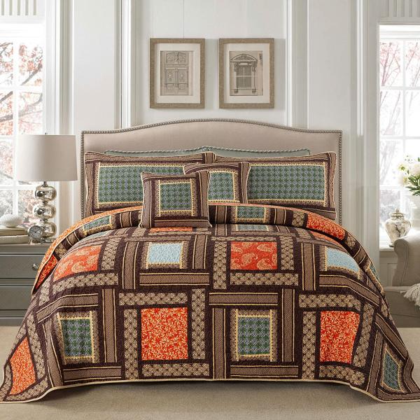 商品名:  NEWLAKE Cotton Patchwork Bedspread, 3-Piece Bedding Quilt Set with Real Stitched Embroidery, Reversible Matelasse ...