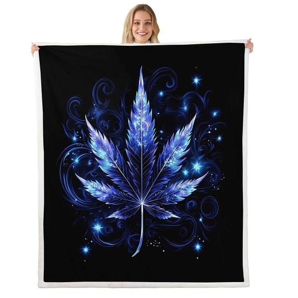 商品名:  Marijuana Weed Sherpa Blanket Women Men Cannabis Leaf Fleece Throw Blanket for Bed Sofa Couch Teens Boho Mandala M...