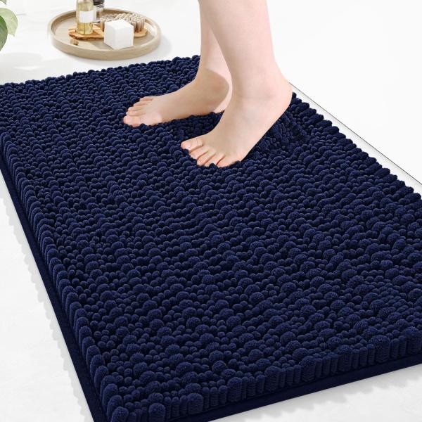 商品名: Arotive ラグジュアリー シェニール織 バスルームラグ エクストラソフト 厚手 吸水性 シャギー バスマット 滑り止め 洗濯機洗い可 ドライプラッシュ バスラグ 浴槽/シャワー/バスルーム用 (20インチx32インチ ネイビ...