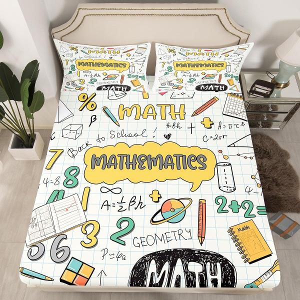 商品名:  Erosebridal Math Equation Fitted Sheet Queen Size Mathematics Formula Bedding Set for Kids Boys Girls Science Stud...