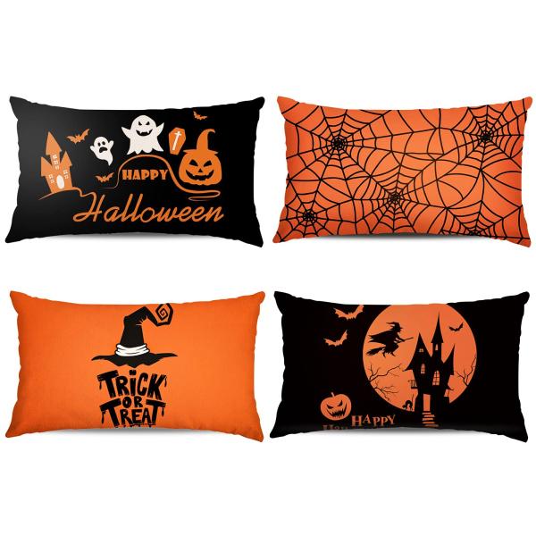 商品名: Whaline Halloween-Kissenbezug, rechteckig, orange, schwarz, Trick or Treat, Kissenbezug, 30,5 x 50,8 cm, Halloween-...