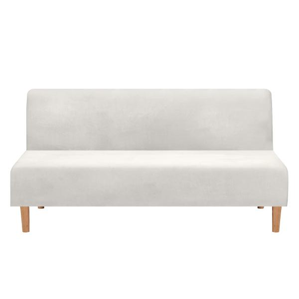 商品名: MIFXIN アームレスソファベッドカバー ストレッチ布団 スリップカバー ベルベット 厚手 3シート フルフォールディング ソファ カウチ 布団 家具プロテクター カバー 肘なし (ベルベットホワイト) MIFXIN Armle...