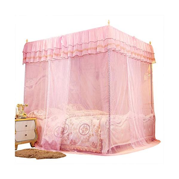 商品名:  Junlucki 4 Corner Post Bed Canopy, Luxury Princess Net, 3 Side Openings Post Bed Curtain Canopy Bedding Netting Be...