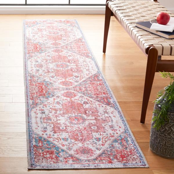 商品名:  SAFAVIEH Washable Rug Serapi Collection - 2' x 9' Runner, Rust &amp; Blue, Slip Resistant &amp; Easy to Clean, Ide...