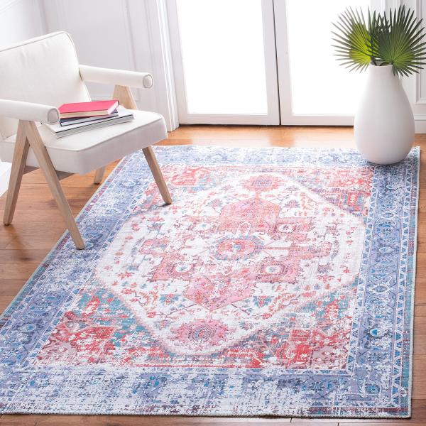 商品名:  SAFAVIEH Washable Rug Serapi Collection - 4' x 6', Rust &amp; Blue, Slip Resistant &amp; Easy to Clean, Ideal for ...