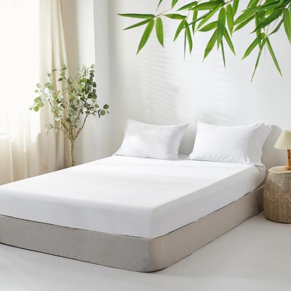 商品名: Simple&amp;Opulence 100% バンブービスコースボックスシーツ 1枚のみ マットレスカバー 15インチディープポケット 快適なベッドシーツ (ホワイト,キング) Simple&amp;Opulence 100%...