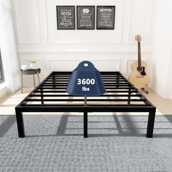 商品名:  45MinST 3600lbs Heavy Duty Bed Frame,14 Inch Sturdy Steel Slat Mattress Foundation, Metal Reinforced Platform Box ...