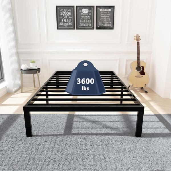 商品名:  45MinST 3600lbs Heavy Duty Bed Frame,14 Inch Sturdy Steel Slat Mattress Foundation, Metal Reinforced Platform Box ...