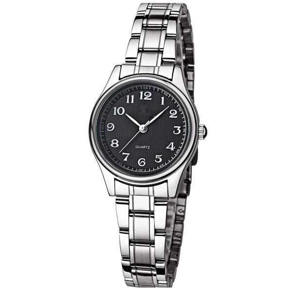 商品名: 腕時計 メンズ レディース 読みやすい文字盤 クォーツ腕時計 クラシック シルバー ステンレススチール 防水 ビジネス ドレス 腕時計, レディース ブラック, クォーツムーブメント。 SENRUD Watches Men/Wom...