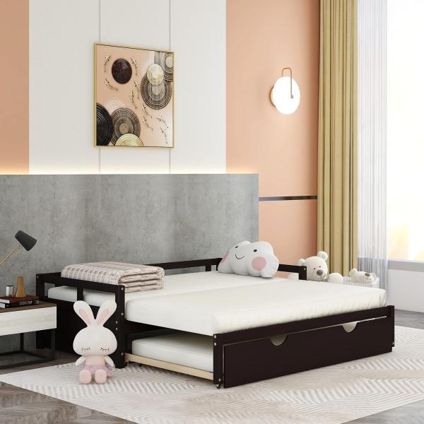 商品名:  Bellemave Extendable Daybed with Trundle Beds for Kids Teens Adults, Wooden Daybeds with a Pull Out Trundle, Twin ...