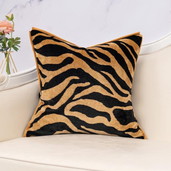 商品名: Yangest 45,7 x 45,7 cm Zebra-Dekorativer Samt-〓berwurf-Kissenbezug Schwarz und Gold Kissenbezug Moderner Kissenbezu...