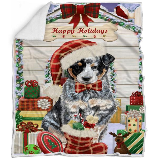 商品名:  Australian Cattle Dog Blanket - Christmas House with Presents - Super Soft &amp; Warm Pet Theme for Sofa or Bed, W...