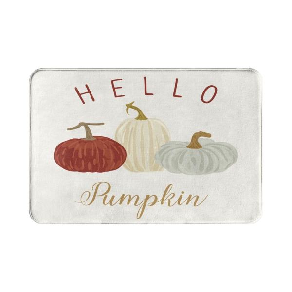 商品名: Hello Fall パンプキンバスマット ラグ バスルーム フロア プラッシュ マット 小さなバスマット ソフト 洗濯可能 滑り止め 吸収性 シャワー カーペット キッチン シンク ラグ バスルーム 装飾 アクセサリー Hell...