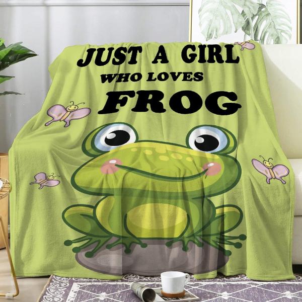 商品名: Atthadassi Just A Girl Who Loves Frog ソフトブランケット オールシーズン スローブランケット フリースブランケット ベッドソファ 60インチx50インチ Atthadassi Just A G...