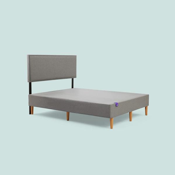 商品名:  Purple Bed Frame ? Stone Grey, King Size, Durable Platform, Easy Assembly, Upholstered with Tapered Wooden Legs, S...