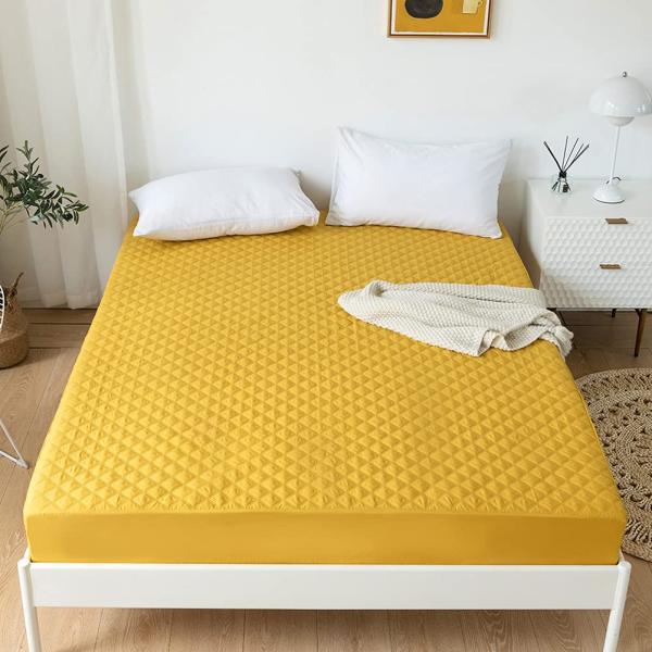 商品名: vctops キルトフィットシーツ 防水マットレスプロテクターパッド ウルトラソフト 伸縮性 深いポケットベッドカバー (イエロー、ツイン) vctops Quilted Fitted Sheet Waterproof Mattr...