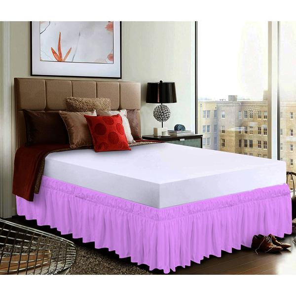 商品名:  All Around Ruffled Bed Skirt with Adjustable Elastic Belt -16'' Drop Easy to Put On/Off, Blend dust Ruffle 600 Thr...