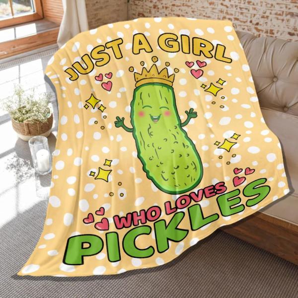 商品名: ZOE DAVISON Just A Girl Who Loves Pickles フランネルブランケット ベッド、ソファ、カウチ用 軽量 快適 暖か ふわふわ マイクロファイバー フルサイズ 誕生日ギフト 50x40インチ オー...