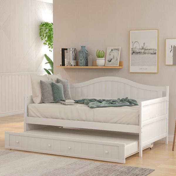 商品名:  Harper &amp; Bright Designs Wood Daybed with Trundle, Twin Size Sofa Bed Frame, Modern Style Captain Bed with Head...