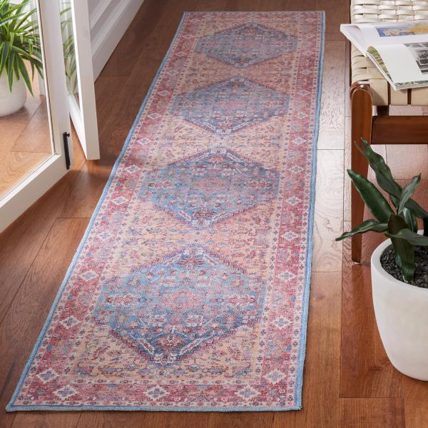 商品名:  SAFAVIEH Washable Rug Serapi Collection - 2' x 9' Runner, Blue &amp; Rust, Slip Resistant &amp; Easy to Clean, Ide...
