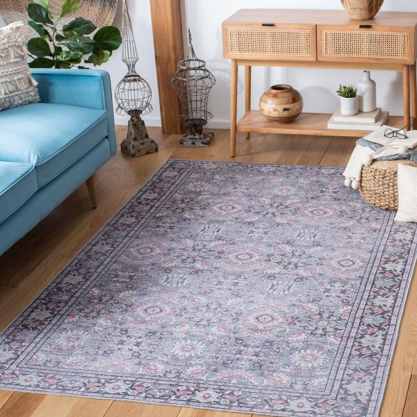 商品名:  SAFAVIEH Washable Rug Serapi Collection - 4' x 6', Grey &amp; Pink, Slip Resistant &amp; Easy to Clean, Ideal for ...